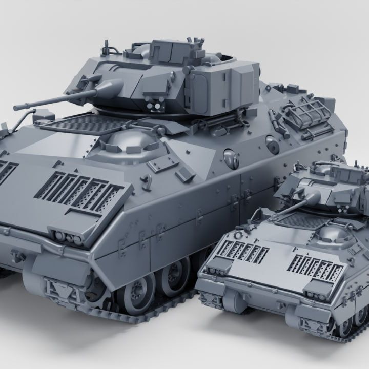 3D Printable Bradley M2 IFV and Bradley M3 CFV (US, Cold War) (1:56 and ...