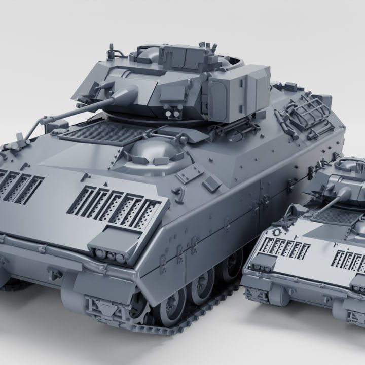 3D Printable Bradley M2 IFV and Bradley M3 CFV (US, Cold War) (1:56 and ...