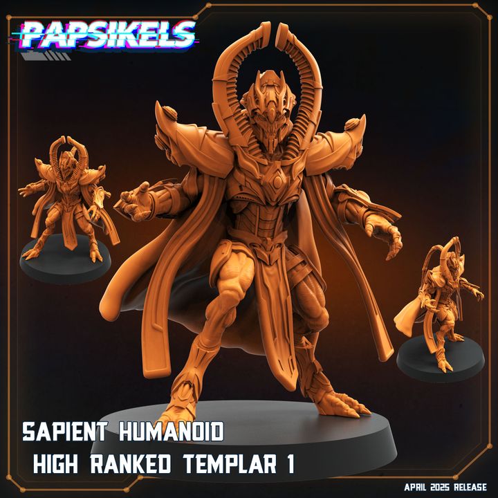3D Printable SAPIENT HUMANOID HIGH RANKED TEMPLAR by PAPSIKELS MINIATURES