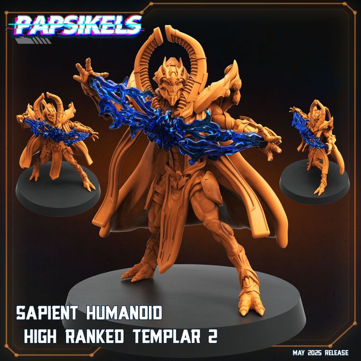 3D Printable SAPIENT HUMANOID HIGH RANKED TEMPLAR by PAPSIKELS MINIATURES