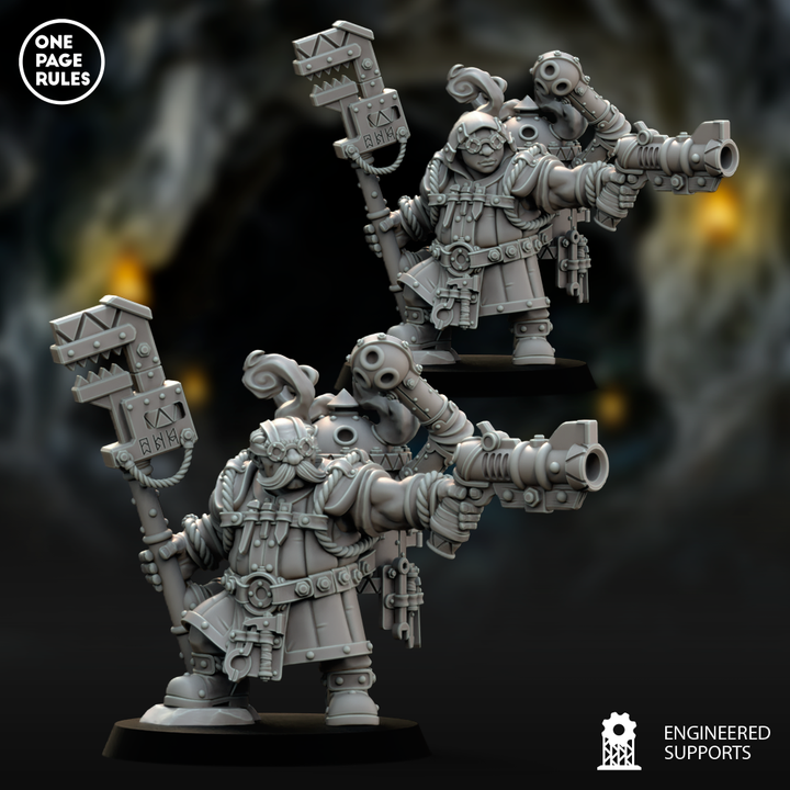 3D Printable Dwarf Champion (Engineer) - Dwarves by One Page Rules