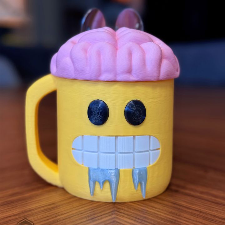 3D Printable Brain Freeze - Ice Cream Pint Holder by 3DGeex