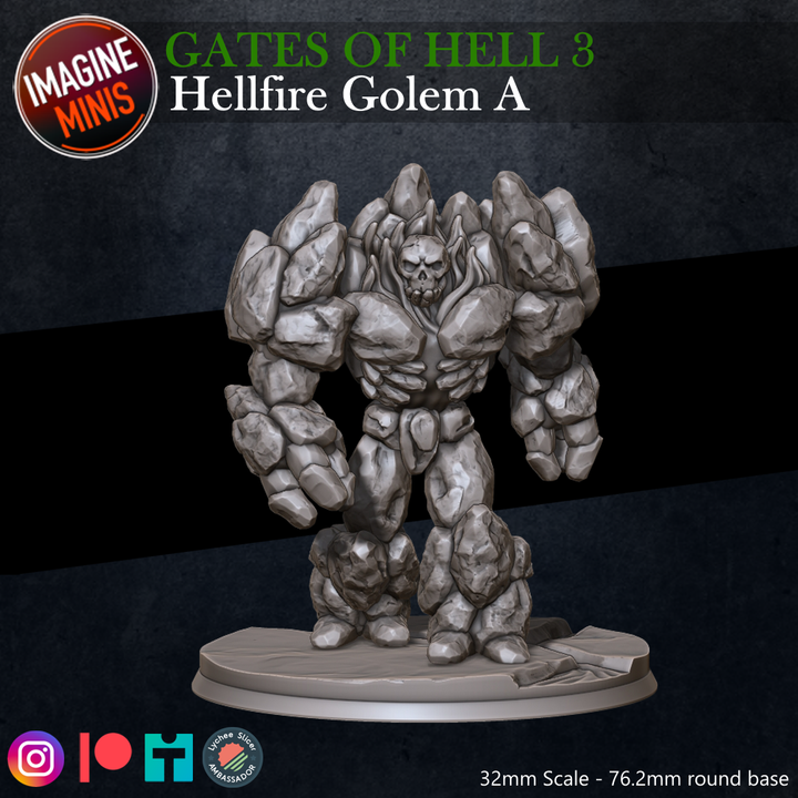 3D Printable Gates of Hell 3 - Hellfire Golem A by Imagine Minis