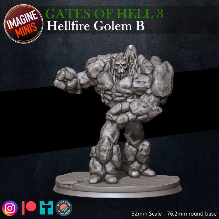 3D Printable Gates of Hell 3 - Hellfire Golem B by Imagine Minis