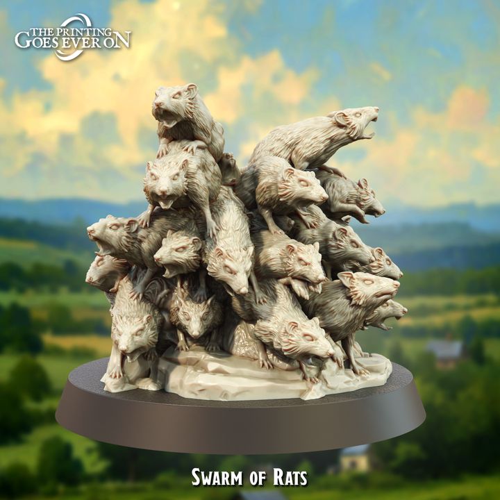 3D Printable Swarm of Rats - Presupported by The Printing Goes Ever On