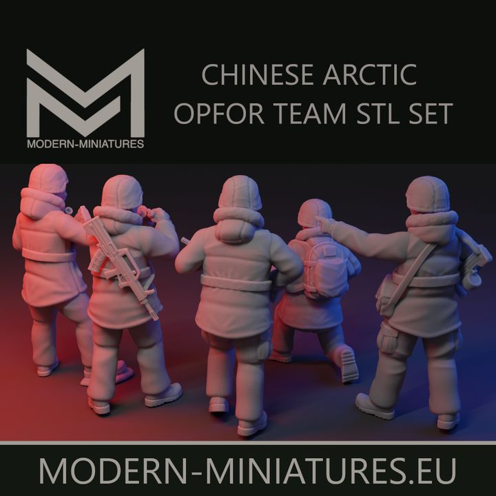 3D Printable Chinese Arctic troops 28mm miniatures. by Modern-Miniatures.eu