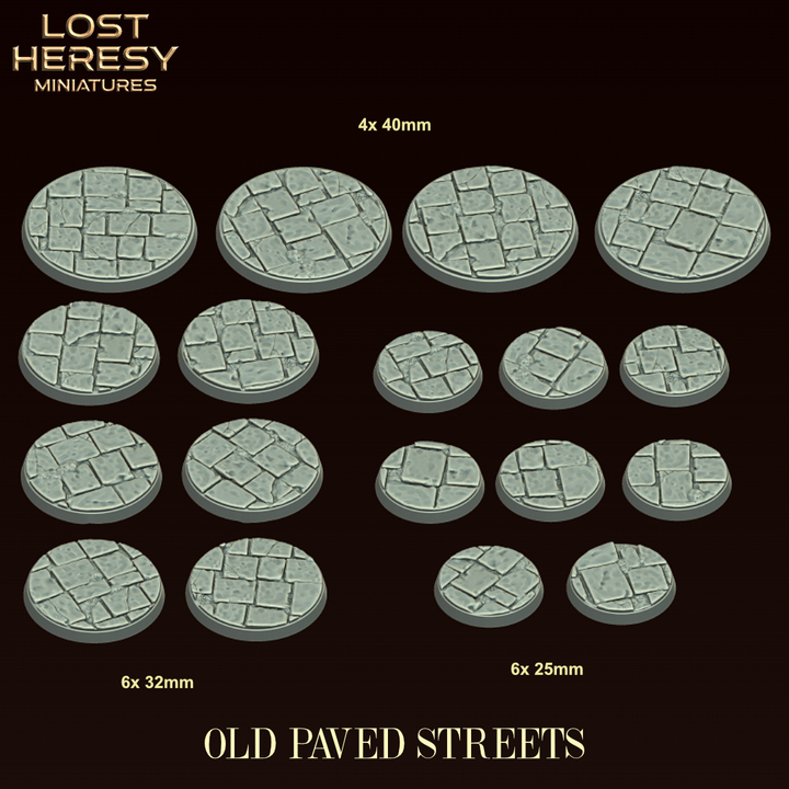 3D Printable Old Paved Street Bases by Lost Heresy Miniatures