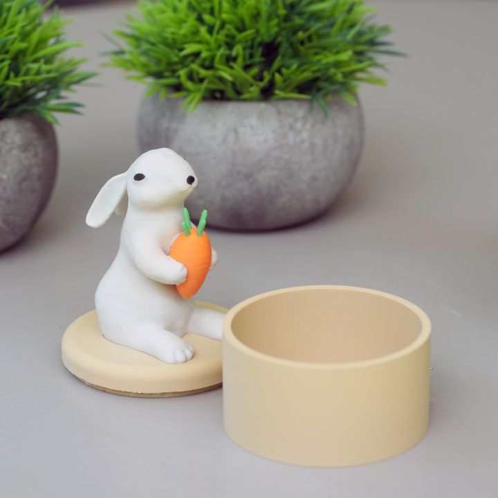 3D Printable Rabbit jewelry box by Philippe Barreaud