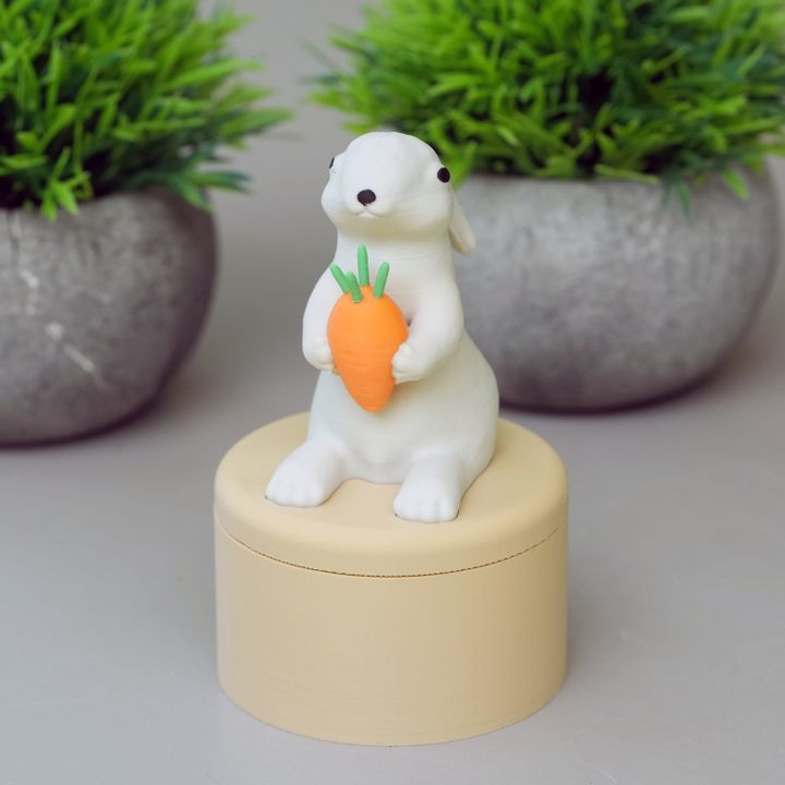 3D Printable Rabbit jewelry box by Philippe Barreaud