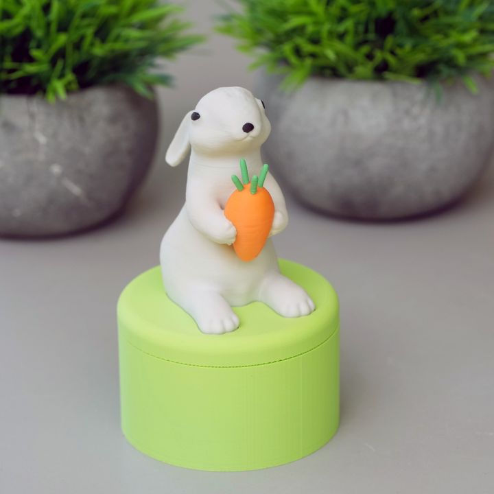 3D Printable Rabbit jewelry box by Philippe Barreaud