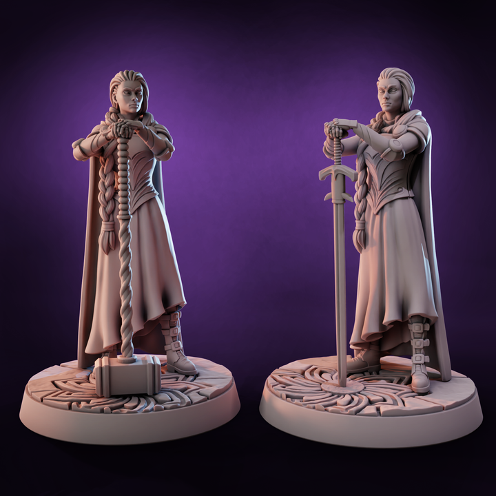 3D Printable Female Fighter With Two Handed Weapons by The Forge of ...