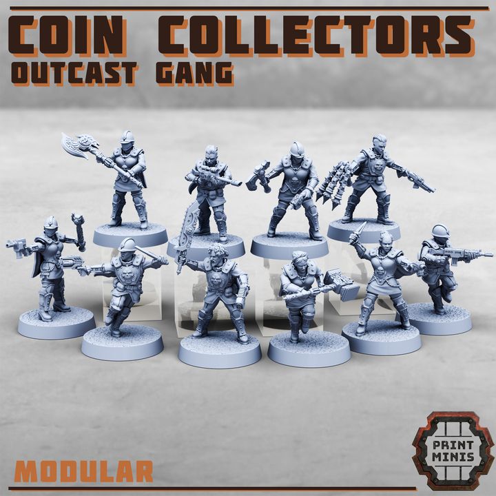 3D Printable Coin Collectors Gang - Wealth Guild by Print Minis
