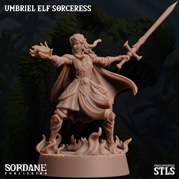 3D Printable Umbriel Elf Sorceress by Sordane Publishing