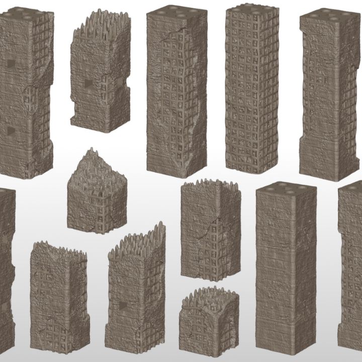 3D Printable Concrete Buildings Ruins (Modular) by Dani Amengual