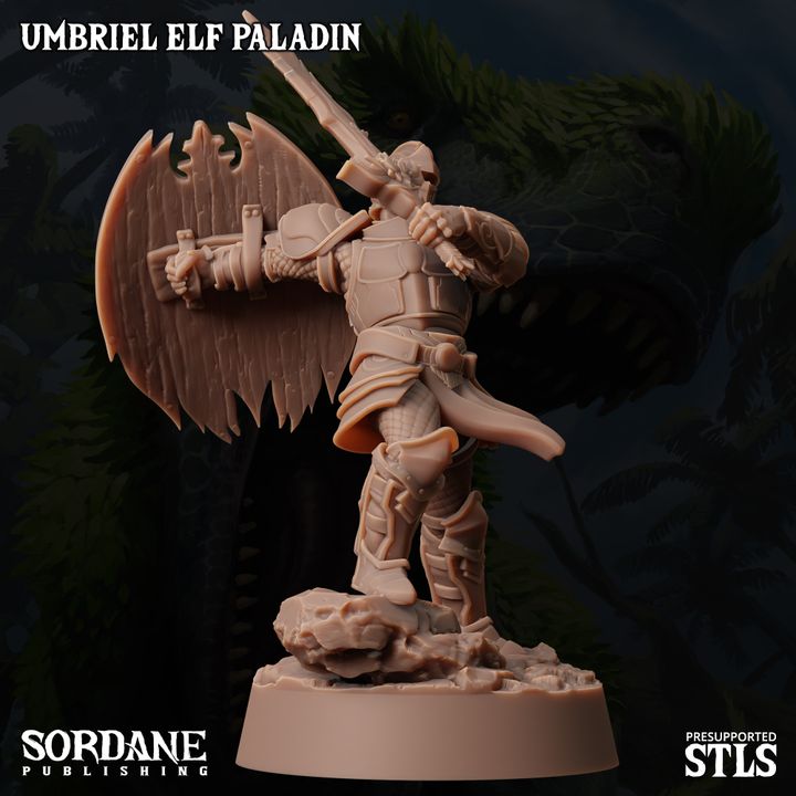 3D Printable Umbriel Elf Paladin by Sordane Publishing