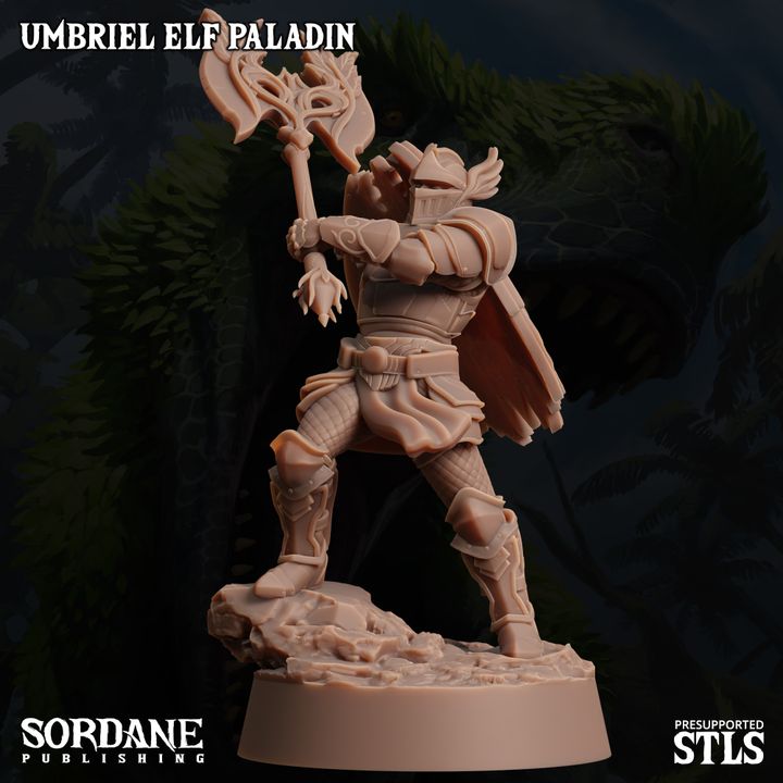 3D Printable Umbriel Elf Paladin by Sordane Publishing