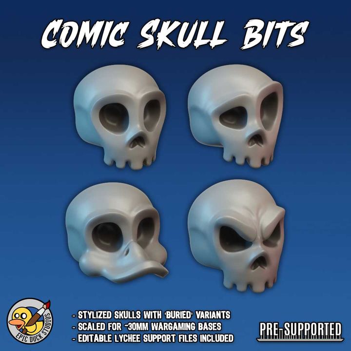 3D Printable Comic Skulls - Expressive Bits for Basing by Mike "Epic ...
