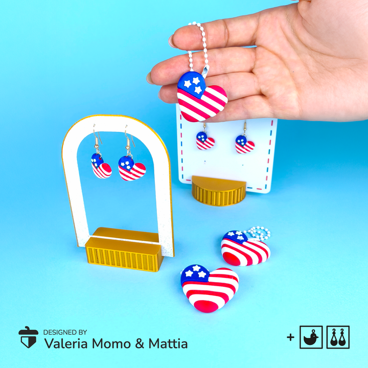 3D Printable 🇺🇸 USA Heart Keychain Earrings – 4th of July Edition ️💙 by ...
