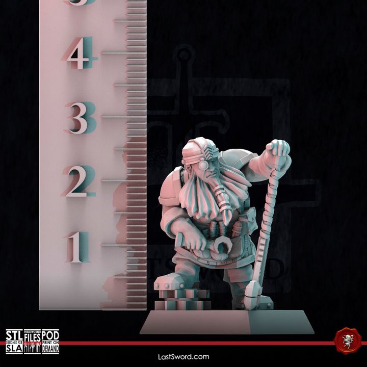 3D Printable Dwarf Engineer by LastSword Miniatures