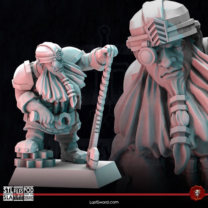 3D Printable Dwarf Engineer by LastSword Miniatures
