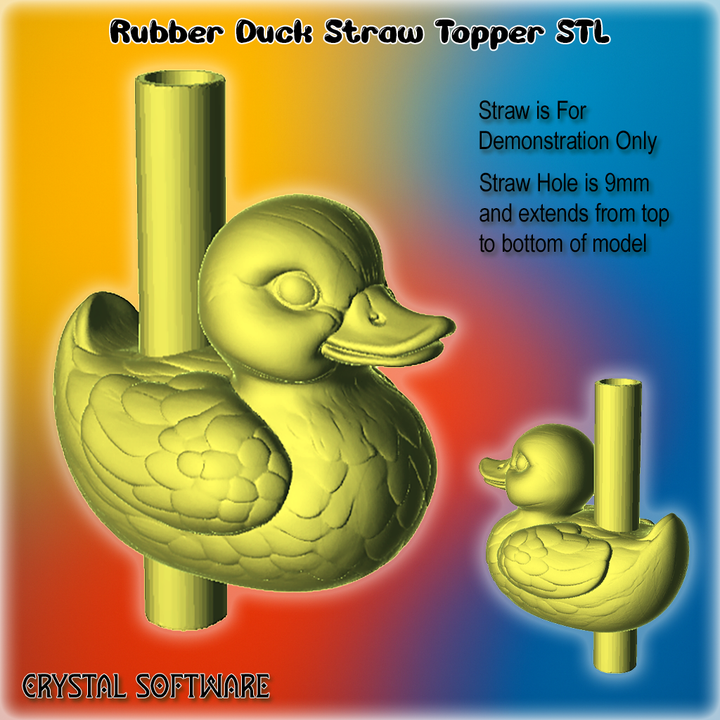 3D Printable Rubber Duck Straw Topper by Neil Bartlett
