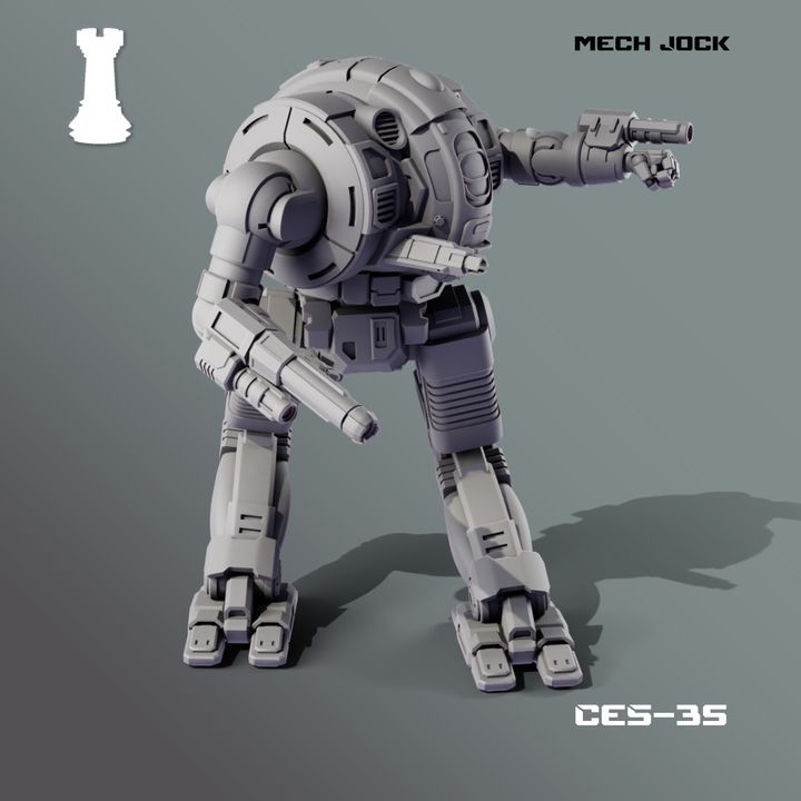 3D Printable American Mecha - CES - Ruler - Mech Jock by White Rook Studios