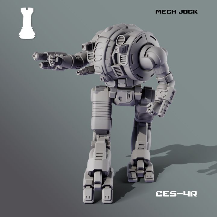 3D Printable American Mecha - CES - Ruler - Mech Jock by White Rook Studios