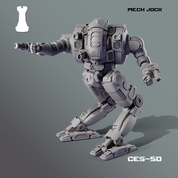 3D Printable American Mecha - CES - Ruler - Mech Jock by White Rook Studios