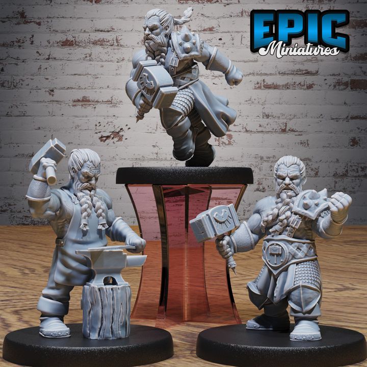 3D Printable Mighty Dwarf Set / Dwarfen Warrior / Halfling Mountain ...