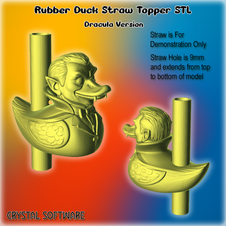 3D Printable Rubber Duck Straw Topper - Dracula Version by Neil Bartlett