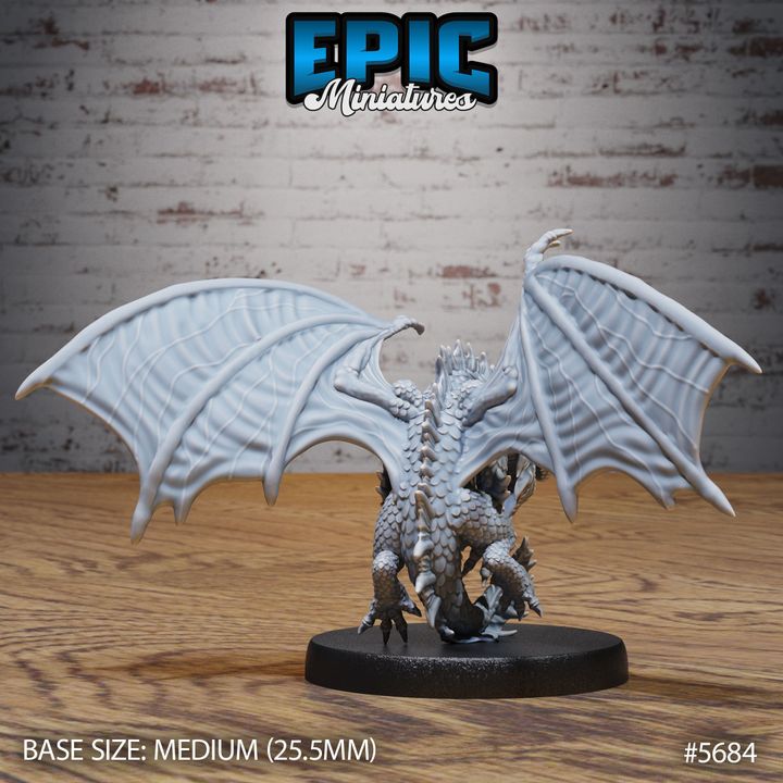 3D Printable Silver Dragon Wyrmling Flying / Drake Creature / Flying ...