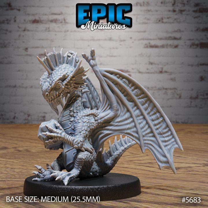 3D Printable Silver Dragon Wyrmling Set / Drake Creature / Flying ...