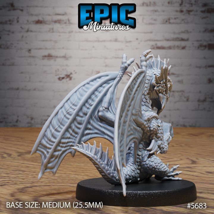 3D Printable Silver Dragon Wyrmling Set / Drake Creature / Flying ...