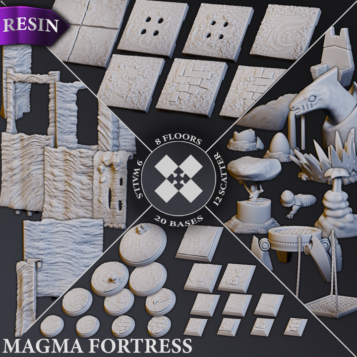 3D Printable Magma Fortress by Tilesmith