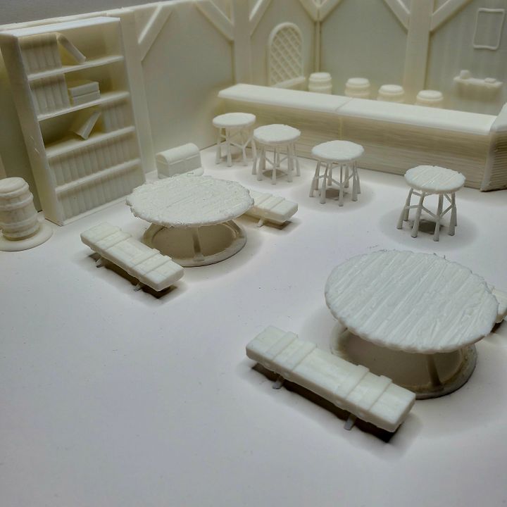3D Printable Modular Tavern Set including Walls and Props by Bill Rankin