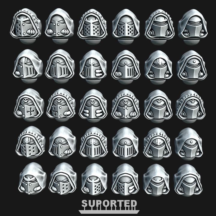 3D Printable SM Hooded Knight Helmets by Red Warden Miniatures