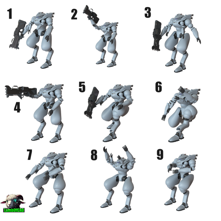 3D Printable MSDF Type 303 Armoured Suit Pose Multipack by LambOfCAD