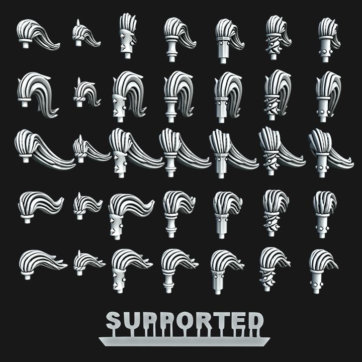 3D Printable Varied Top Knots by Red Warden Miniatures