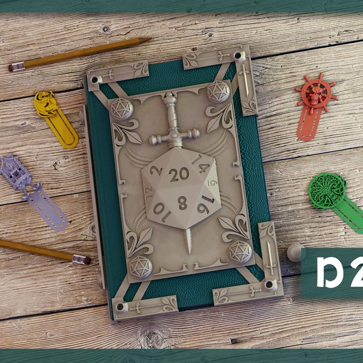 3D Printable D20 Book Cover by Crosslances