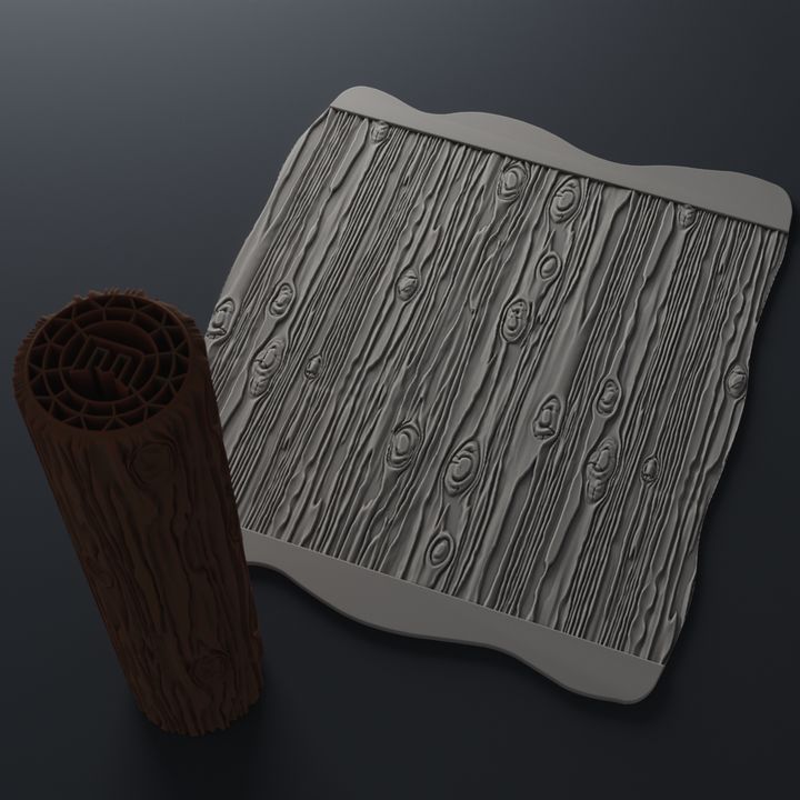 3D Printable DnD Texture Rollers – Wood and tree bark by 3Demon