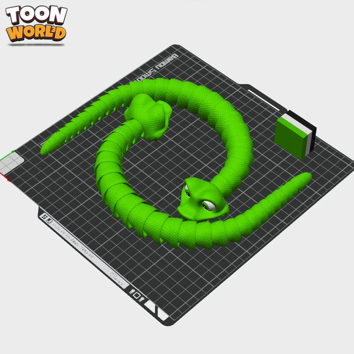 3D Printable Cute Flexible Snake by ToonWorld3D