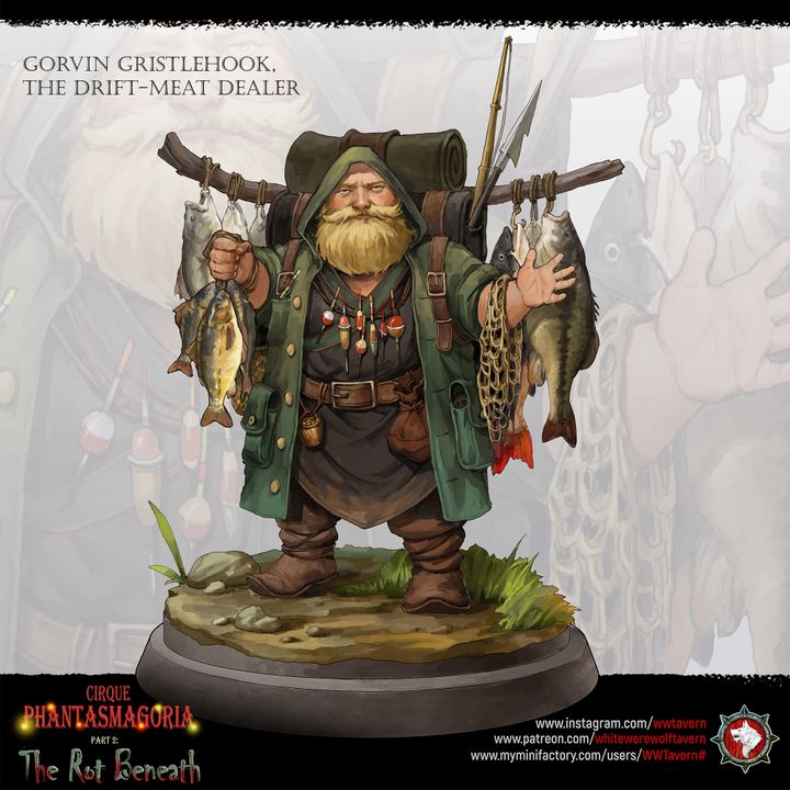 3D Printable Gorvin Gristlehook, The Drift-meat Dealer - 32mm & 75mm ...