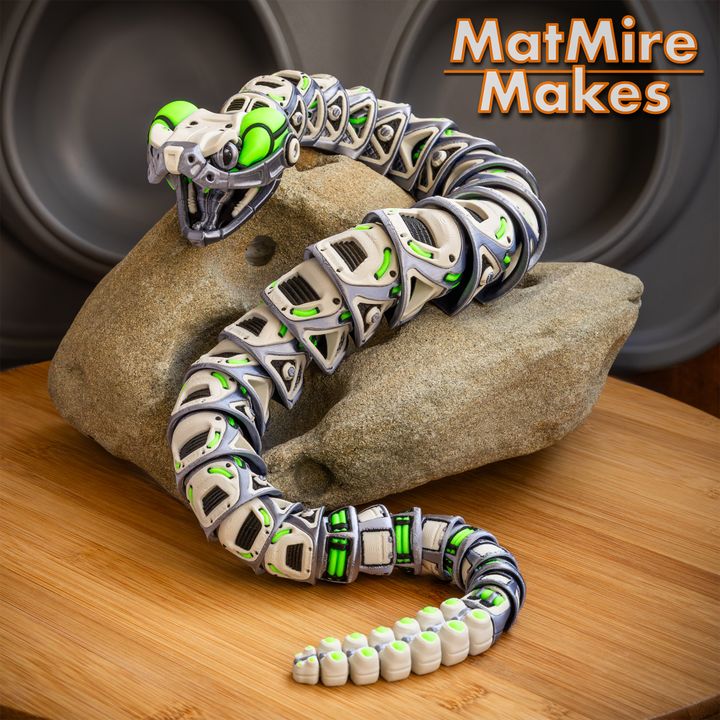3D Printable RoboRattler, Robot Rattlesnake, Articulated fidget figure ...