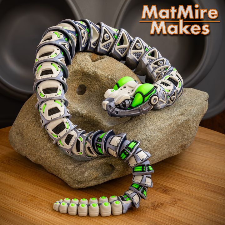 3D Printable RoboRattler, Robot Rattlesnake, Articulated fidget figure ...