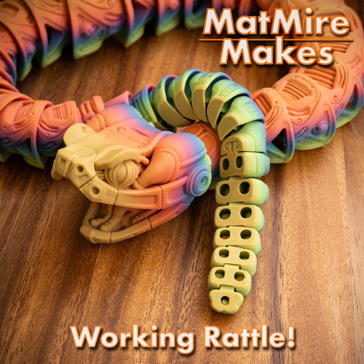 3D Printable RoboRattler, Robot Rattlesnake, Articulated fidget figure ...