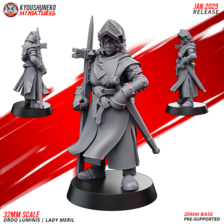 3D Printable Lady Meril | Ordo Luminis by Kyoushuneko Miniatures