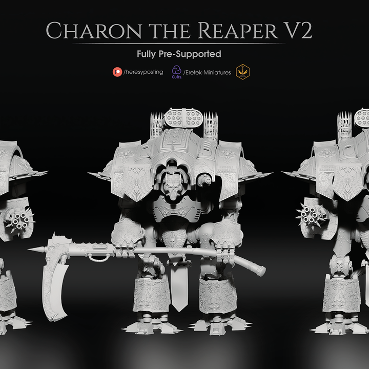 3D Printable Death Knight - Charon the Reaper V2 by Eretek-Miniatures