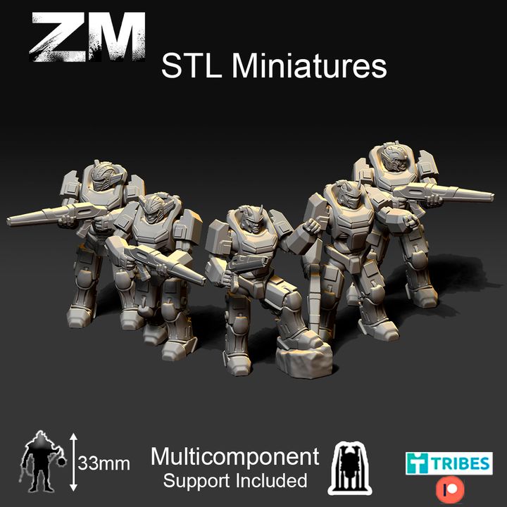 3D Printable Robot Soldiers Squad by Zierzo Miniaturas