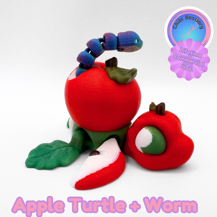 3D Printable Apple Turtle Flexi ( Commercial Use) by ChibiBestiary