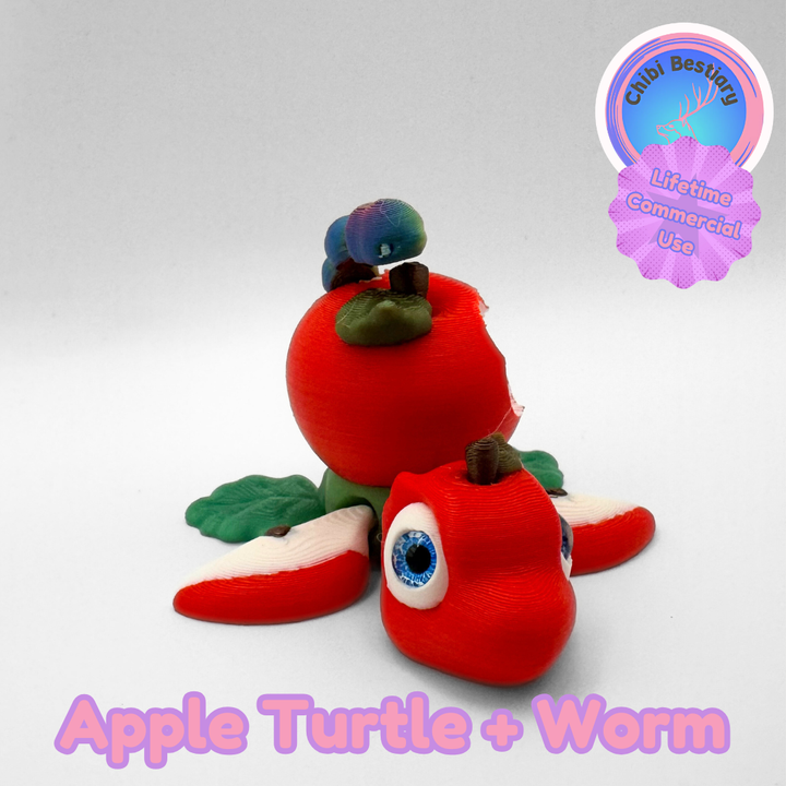 3D Printable Apple Turtle Flexi ( Commercial Use) by ChibiBestiary